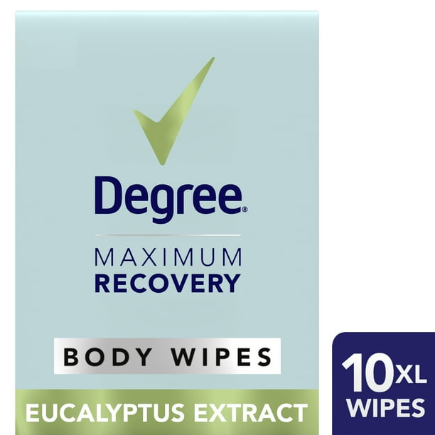 Degree Maximum Recovery Body Wipes Eucalyptus Extract, 1 Box, 10 Count ...