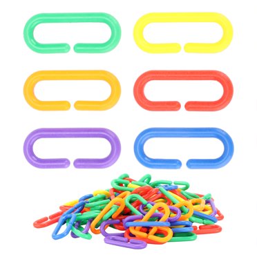 100 Plastic C-clips Hooks Chain C-links Sugar Glider Rat Parrot Bird ...