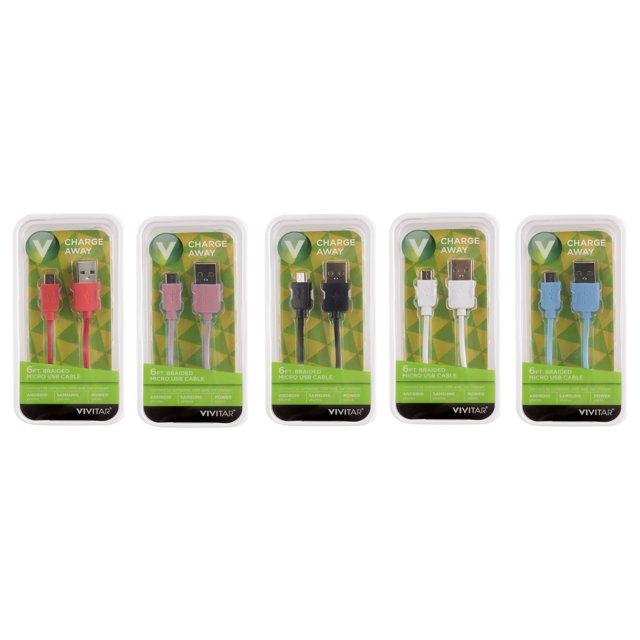 Vivitar 6 ft. Braided Micro USB Cable 10 pc - Walmart.com