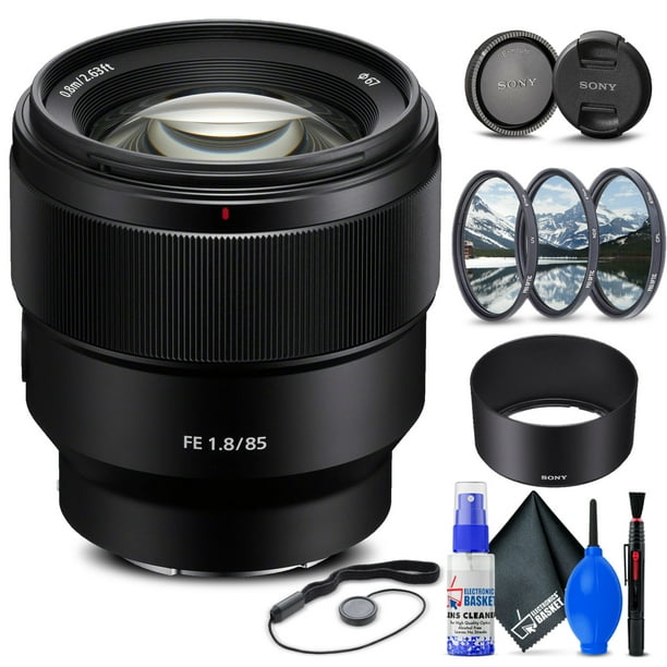 Sony FE 85mm f/1.8 Lens + Filter Kit + Cap Keeper + Cleaning Kit ...