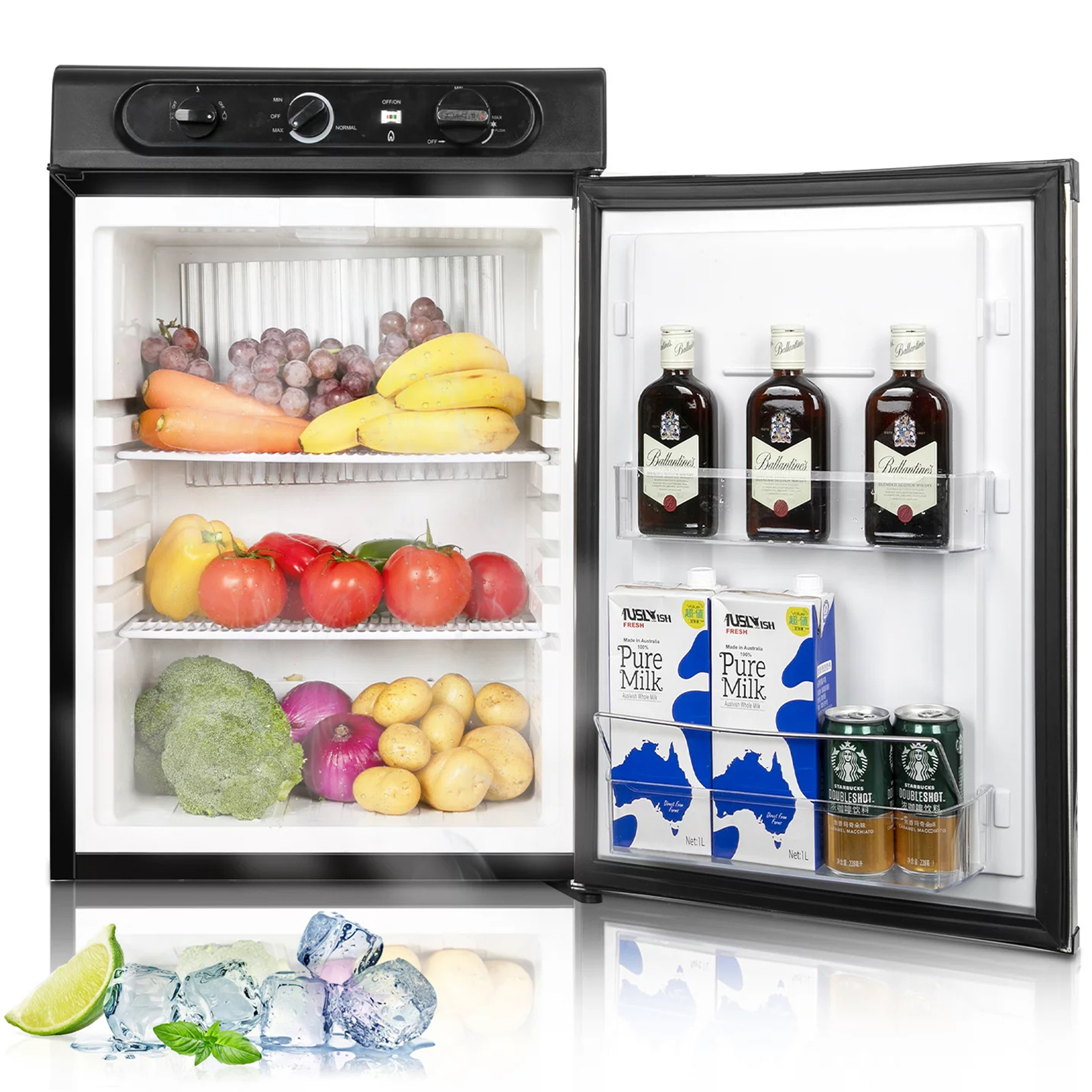 WANAI 3.2.Cu ft Two Door Mini Fridge with Freezer, A retro look,(yellow ...