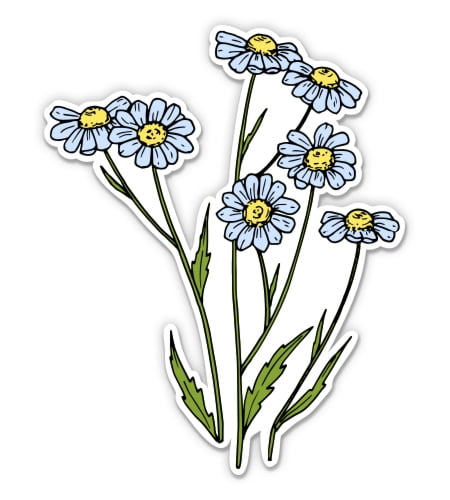 Daisies Pretty Wildflowers - 3" Vinyl Sticker - For Car Laptop I-Pad ...