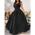 Black Plus Size Sleeveless Square Neck A-Line Maxi Dress For Women ...