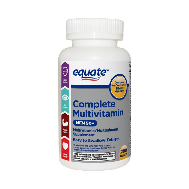 Equate Complete Multivitamin/Multimineral Supplement Tablets, Men 50 ...