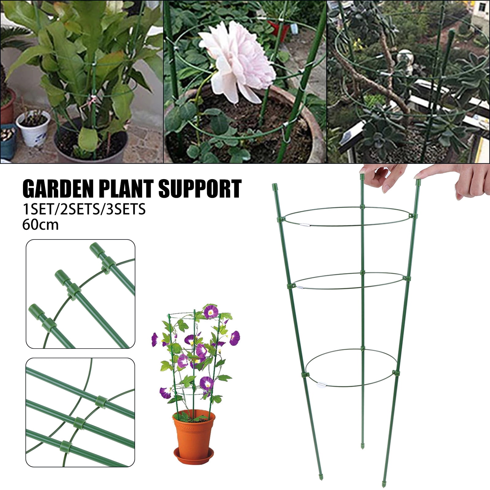 TWSOUL 1/2/3 Pack Plant Supports for Garden,Metal Plant Support Rings ...