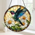 Floral Hummingbird Scene Stained Glass Suncatcher, Window Decor Hanging ...