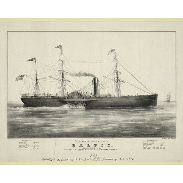 Print: U.S. Mail Steam Ship Baltic: Collins Line. Builders, Hull By ...