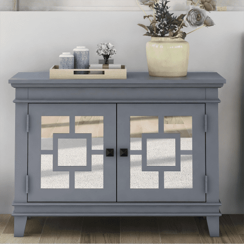 Accent Storage Cabinet, Elegant Wooden Console Cabinet with Decorative ...