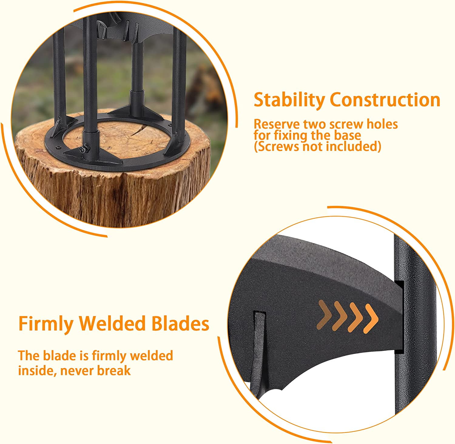 Buy Lvelia Cast Iron Firewood Splitter Steel Manual Log Splitter Wedge ...