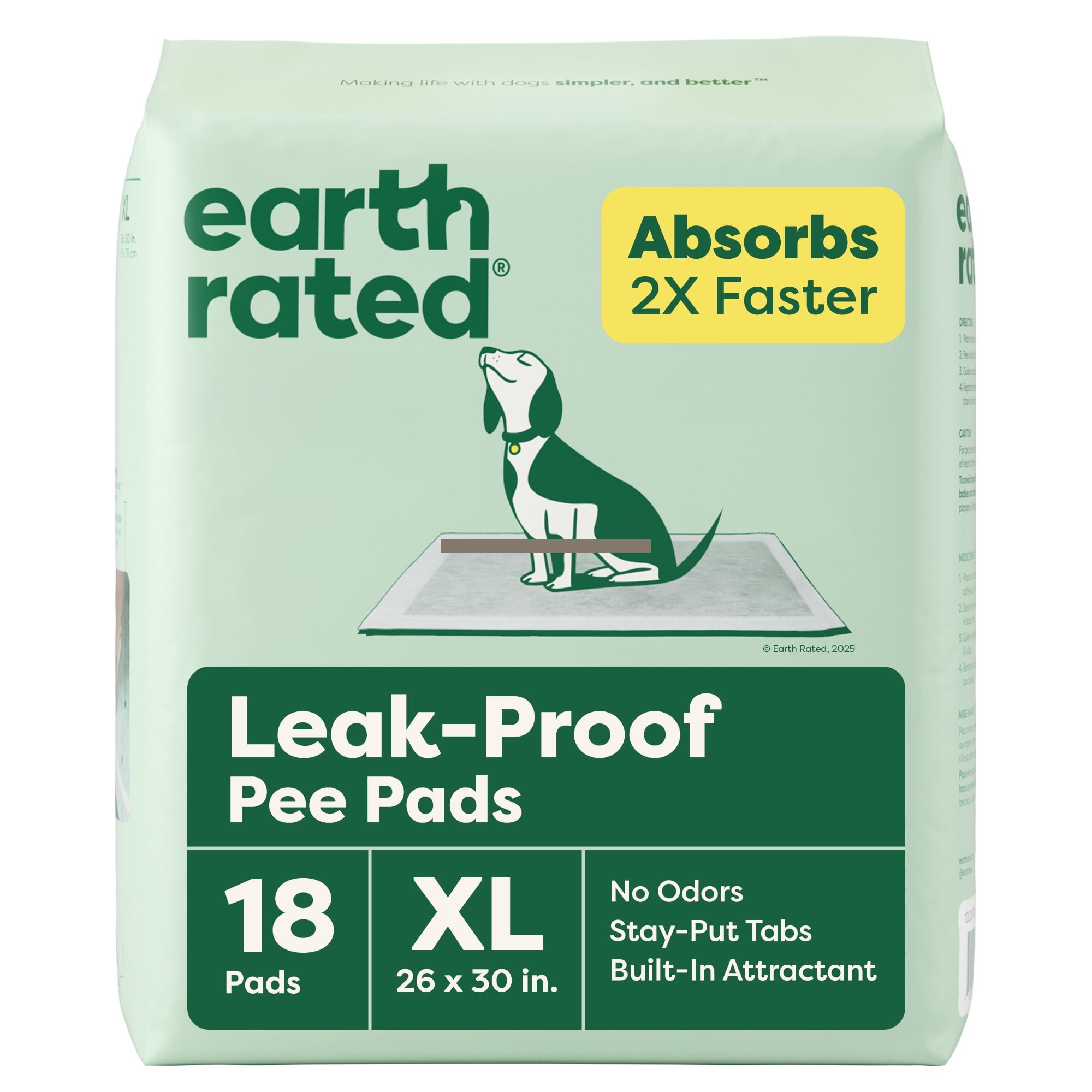 Earth Rated Leak-proof Pee Pads for Dogs and Puppies, 2X Faster ...