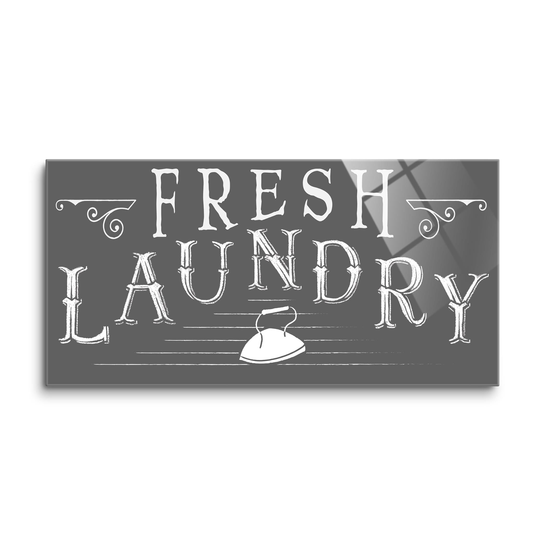 Fresh Laundry Slate Grey Iron 16 x 8 Glass Wall Hanging Sign - Walmart.com