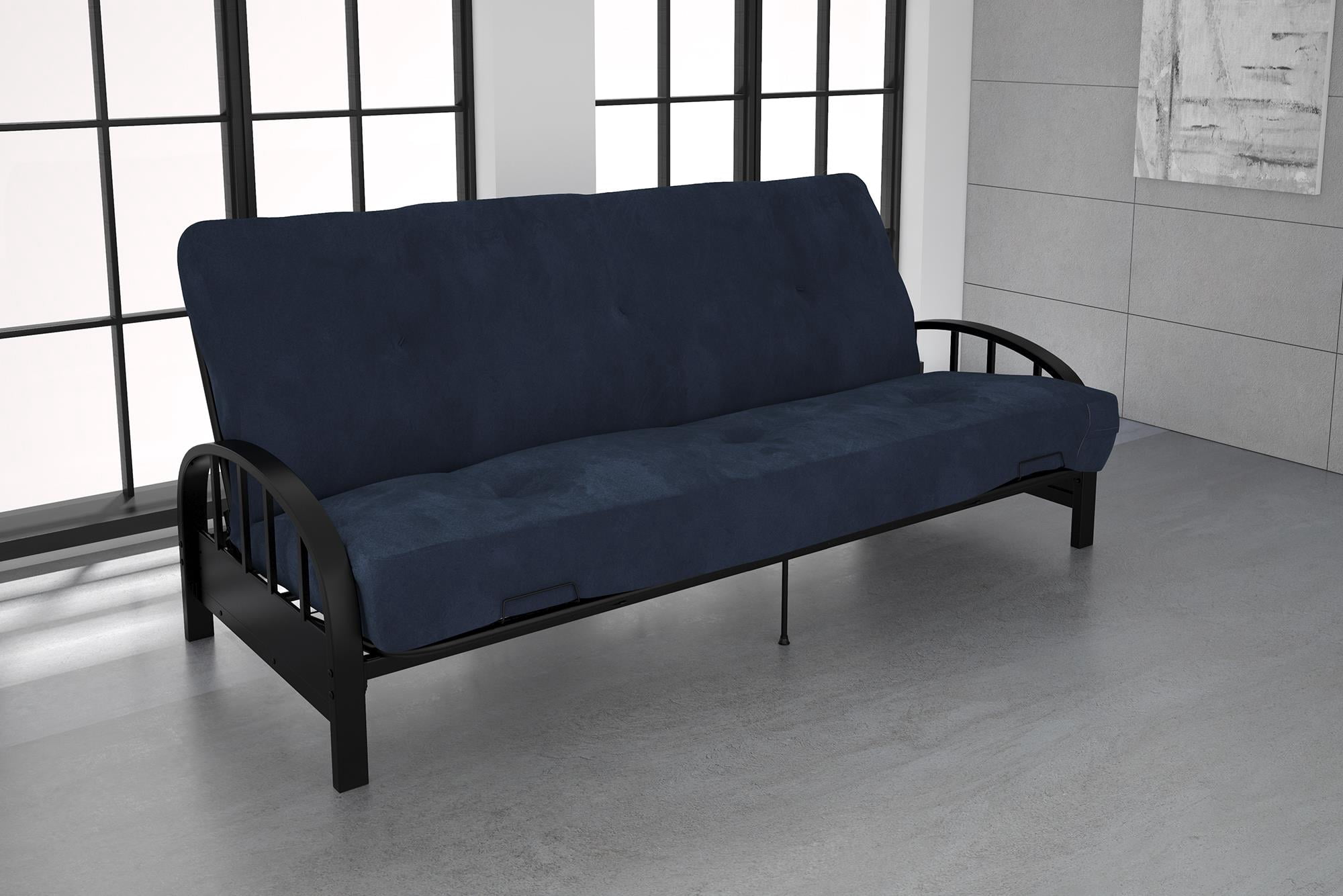 DHP Aiden Black Metal Futon Frame With Coil Full Futon Mattress