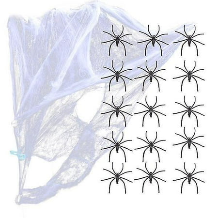 Stretchable Spider Web Spooky Halloween Decoration + 2 Spiders Party ...