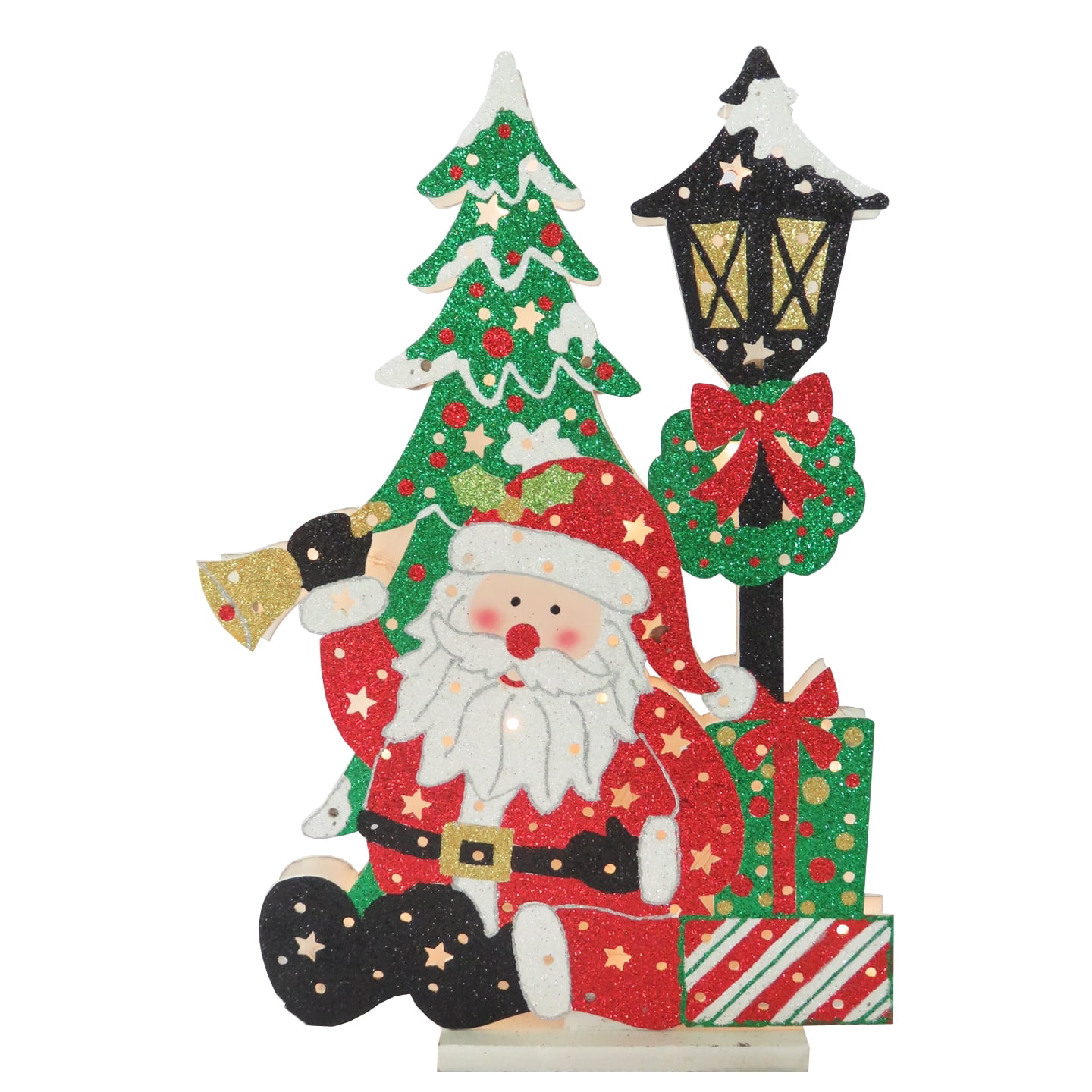 17.5" Santa / Lamp Post with 13 Warm White Battery Operated Indoor ...