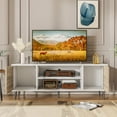 Homall 65 Inch Modern TV Stand,White&Walnut Wood Entertainment Center ...