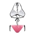 Chririnla Pink Hearts Premium Fabric Two Piece Triangle Swimsuit Halter ...