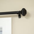 Better Homes & Gardens 1" Black Ribbed Knob Drapery Rod, Telescopes 120 ...