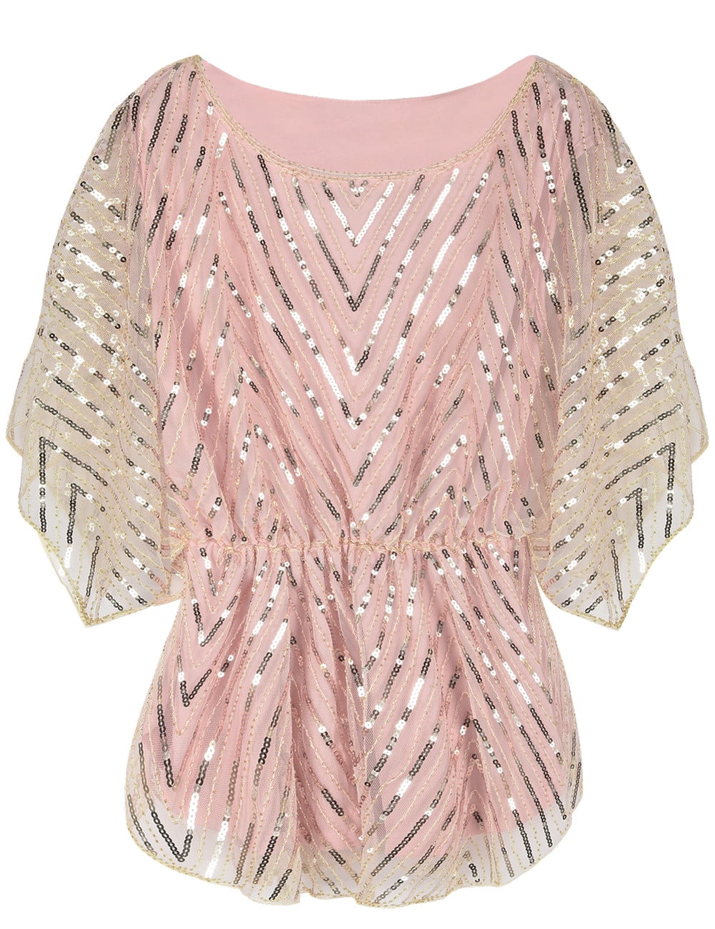 PrettyGuide Women's Sequin Blouse Tops Sparkly Beaded Evening Formal ...