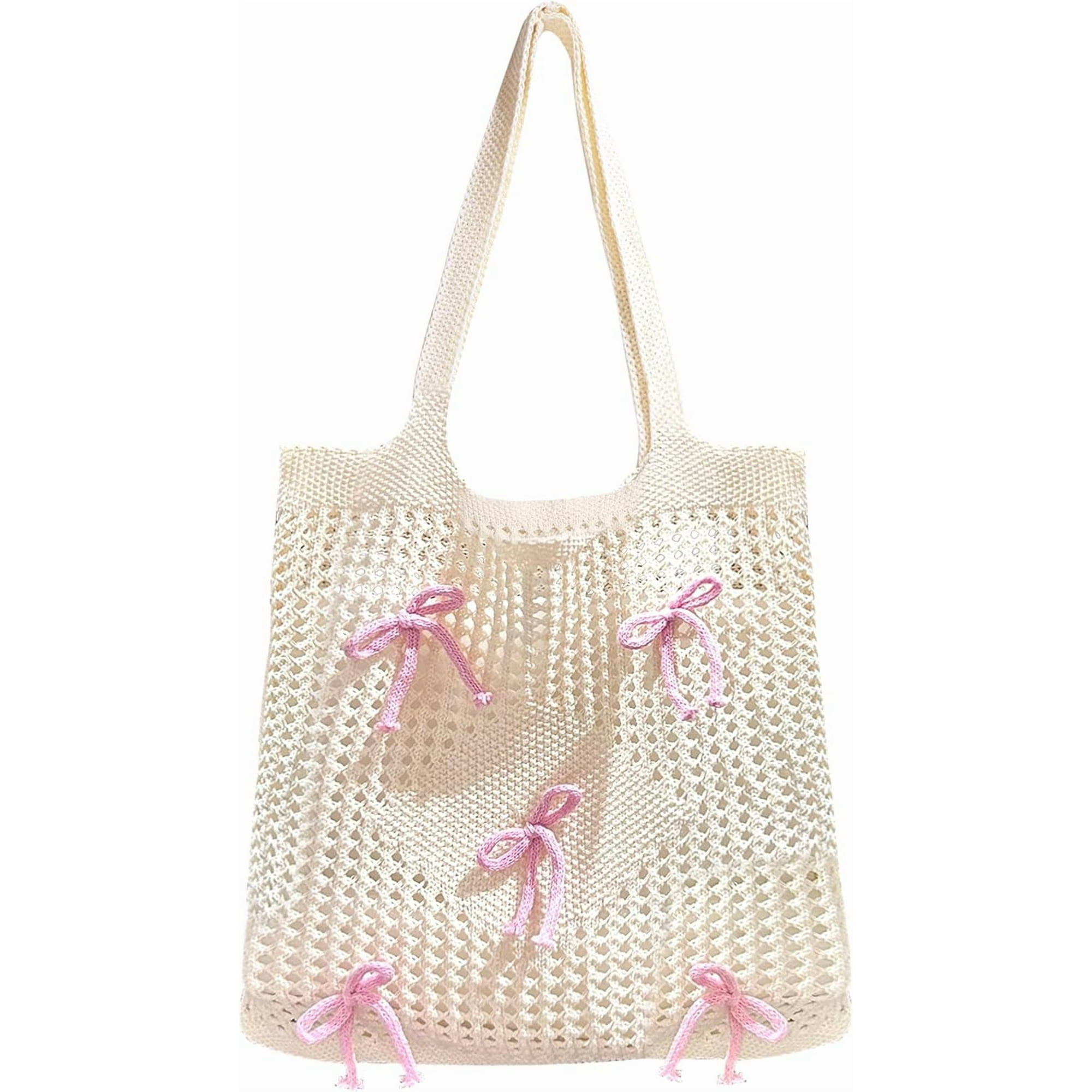Click here for Nobrand Crochet Beach Tote Bag For Women With Bow... prices