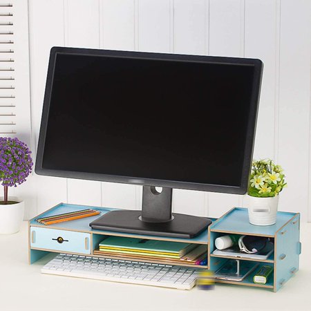 Monitor Stand Neck-ed Computer Monitor Heightening Rack Storage Wood ...