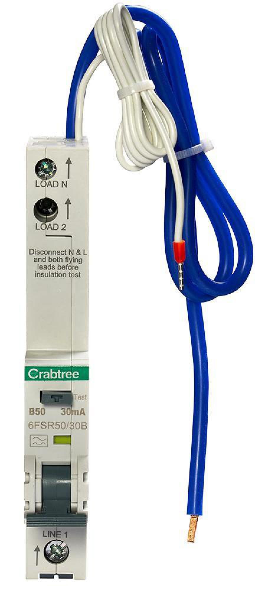 CRABTREE - Loadstar 50A, 30mA Single Pole RCBO, B Curve, 6kA - Walmart.com