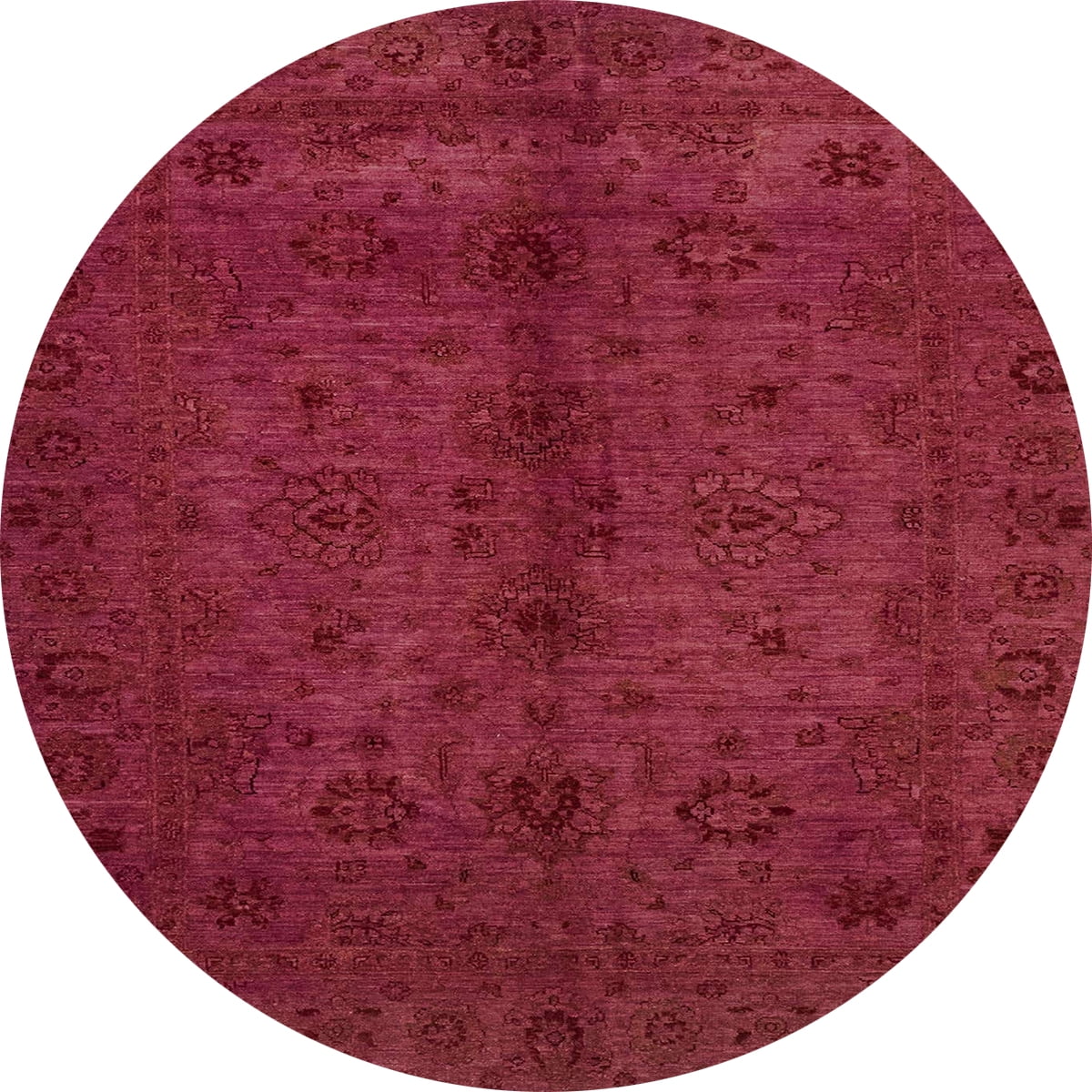 Ahgly Company Indoor Round Abstract Red Abstract Area Rugs, 7' Round ...