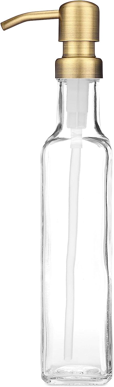 French Vessel Glass Soap Dispenser With Metal Pump - Refillable Hand ...