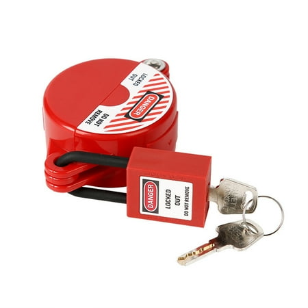 1 Box of Plastic Valve Lock Round Padlock with Key Red ABS Handles ...