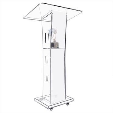 EQCOTWEA Church Podium Clear Transparent Lectern Acrylic Plexiglass ...