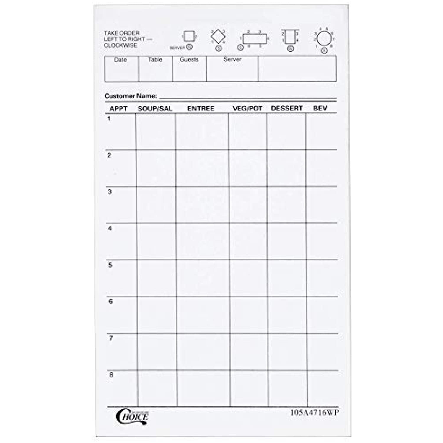 Choice 1 Part White Waiter / Waitress Order Pad - 10/Pack - Walmart.com