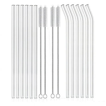 8 Pcs Reusable Clear Glass ,8.5''x10 MM Clear Glass Drinking Straw 4 ...