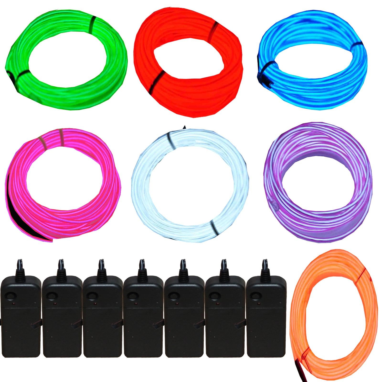 EL Wire 10 colors, 1/2/3/4/5M Portable Battery Pack Neon Lights ...