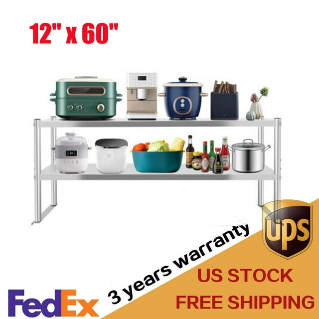 12" x 60" Stainless Steel Work Prep Table Commercial Overshelf Double ...