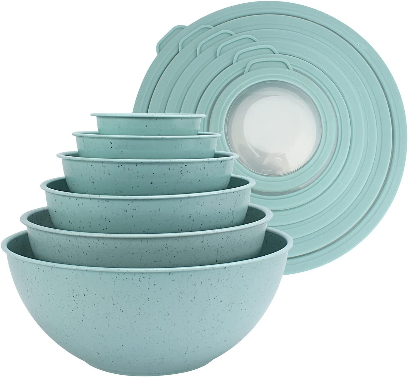 Cook with Color Mixing Bowls with TPR Lids - 12 Piece Plastic Nesting ...