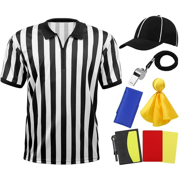 LargeBlack and White6 Pieces Men's Official Referee Costume Set ...