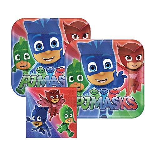 PJ Masks Paper Plates and Napkins, 16 Settings, Bundle- 3 Items ...