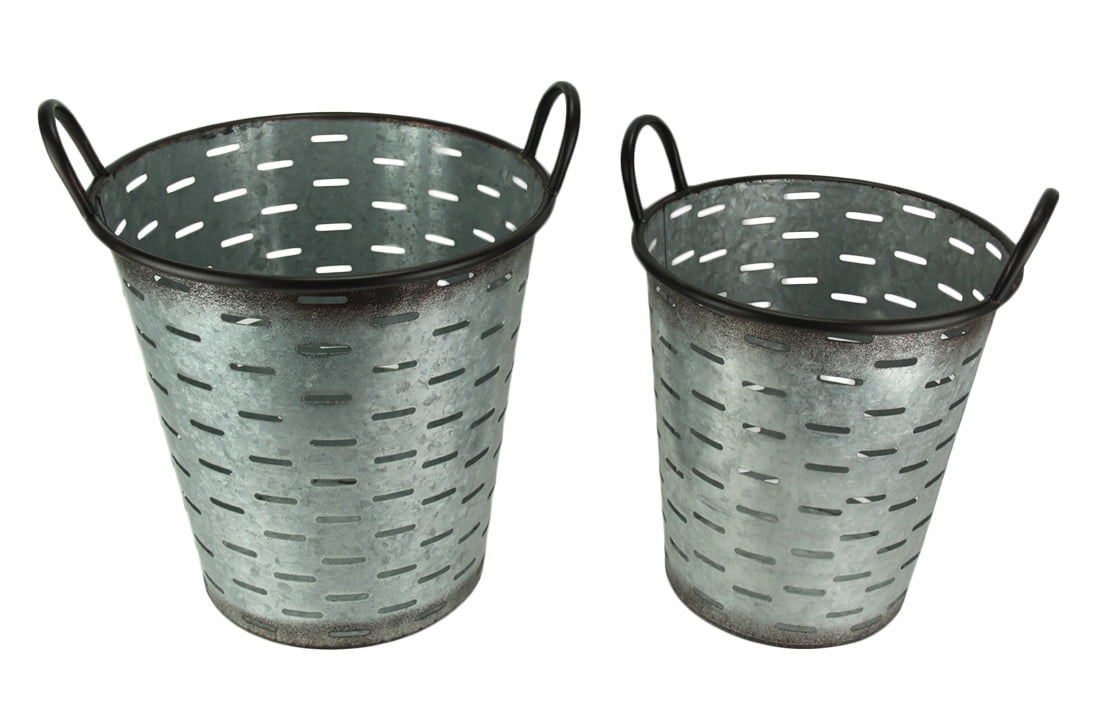 Rustic Galvanized Metal Olive Buckets Set of 2 | Walmart Canada