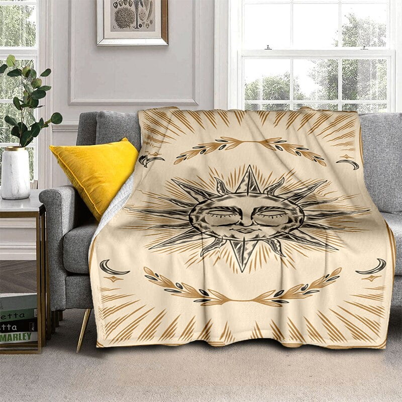 Druidic Yggdrasil Tree Blanket At Night Round Silhouette Black and Blue ...