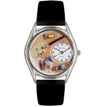Whimsical Watches S0410001 Artist Black Leather And Silvertone Watch ...