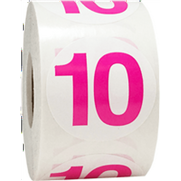 Hot Pink Number 10 Circle Stickers | 1.5" Inches Round | 500 Pack ...