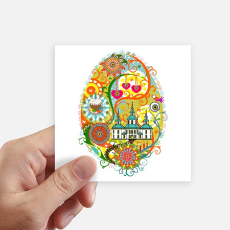 Graffiti Street Culture Temple Cake Egg Sticker Square Waterproof ...