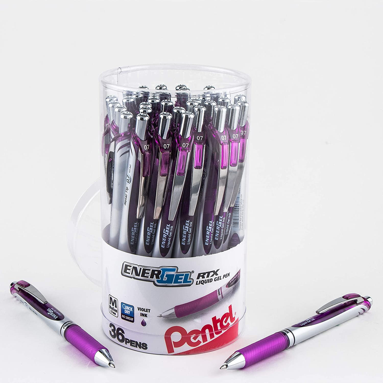 EnerGel RTX Retractable Liquid Gel Pen Canister Violet Ink 36pk ...