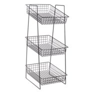 Displays2go Wicker Basket Stand with 4 Tiers, Wicker & Steel ...