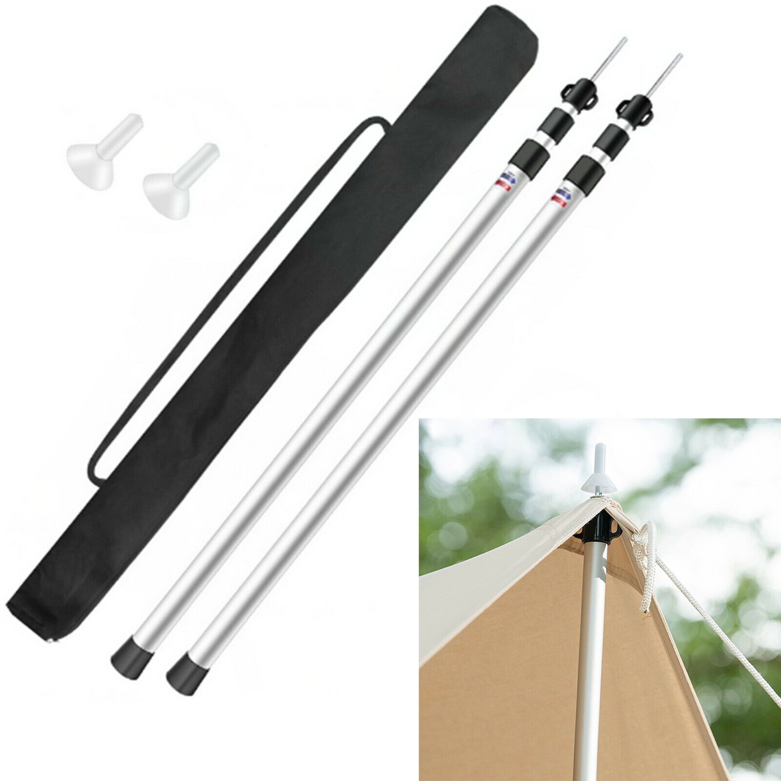 FETCOI Universal Telescopic Tent Poles Two-piece Adjustable Aluminum ...