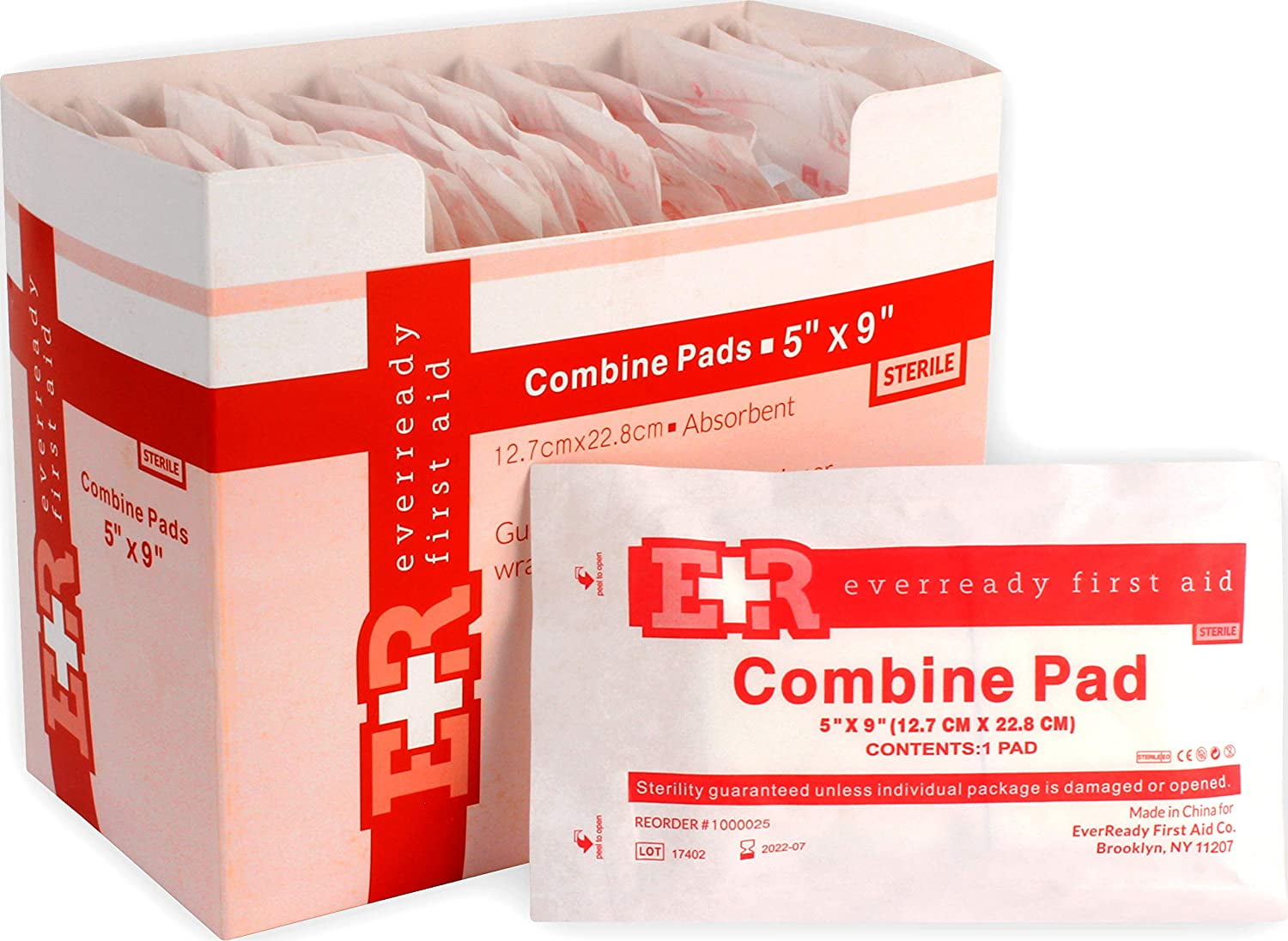 Ever Ready First Aid Sterile Combine ABD Pads Compression Bandage for ...