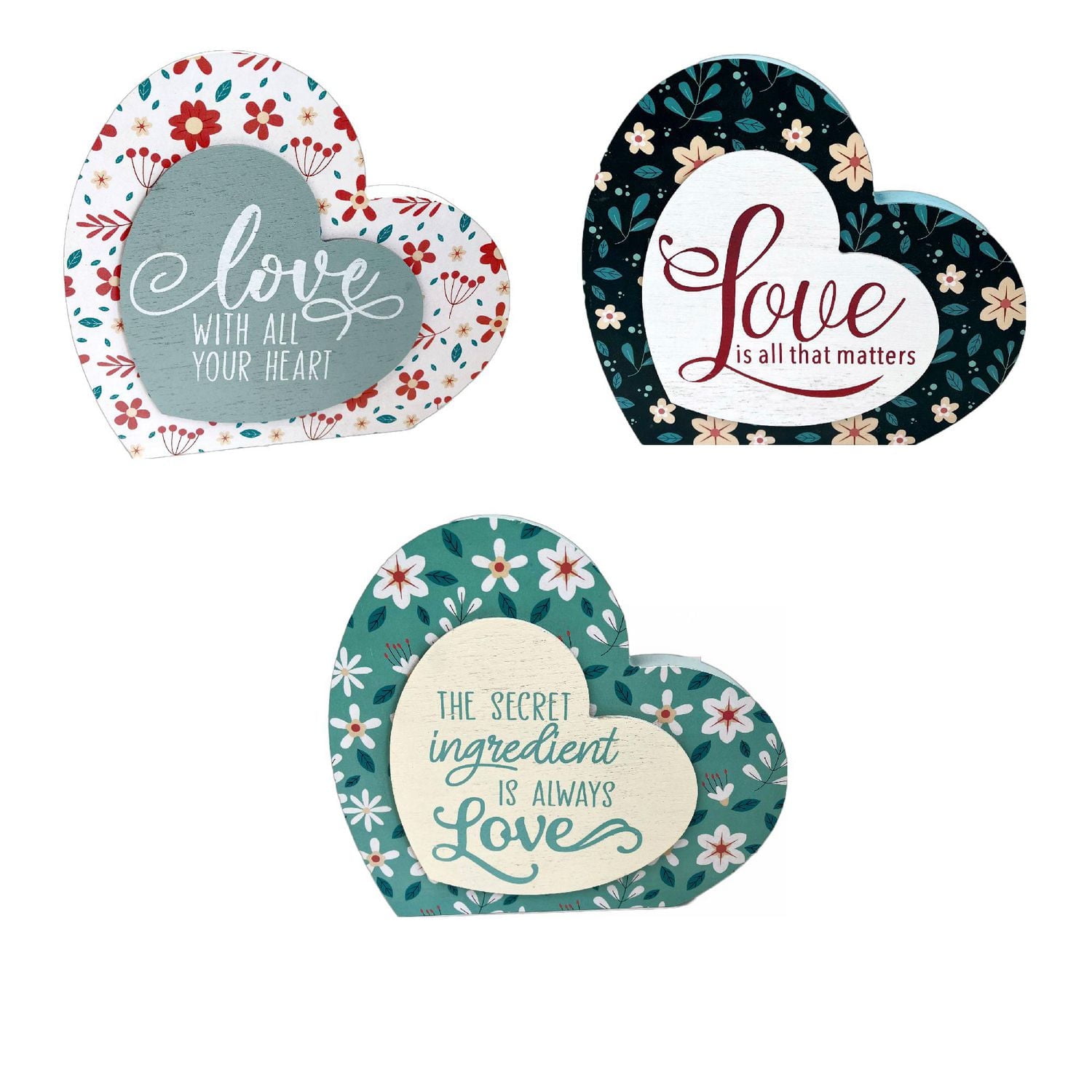 IH Casa Decor Heart Shaped Love Block Sign Asstd - Set of 3 - Walmart.ca