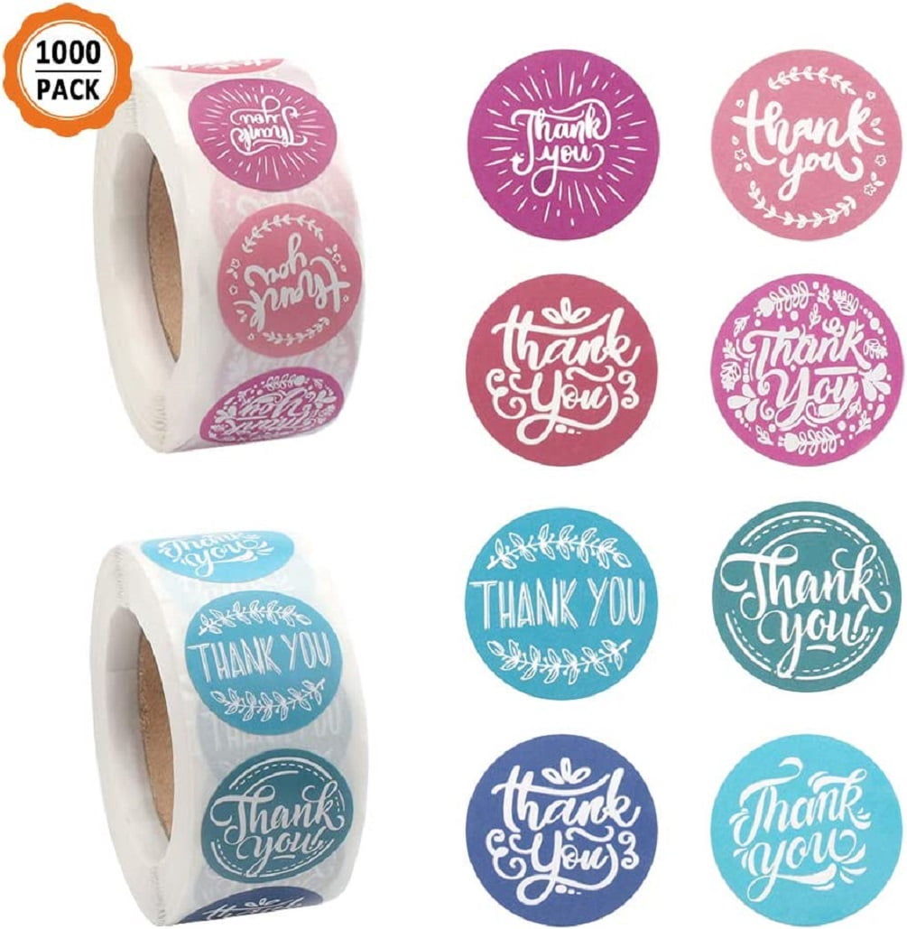 1000 Pieces Thank You Sticker, Round Handmade Adhesive Stickers 1 Inch ...