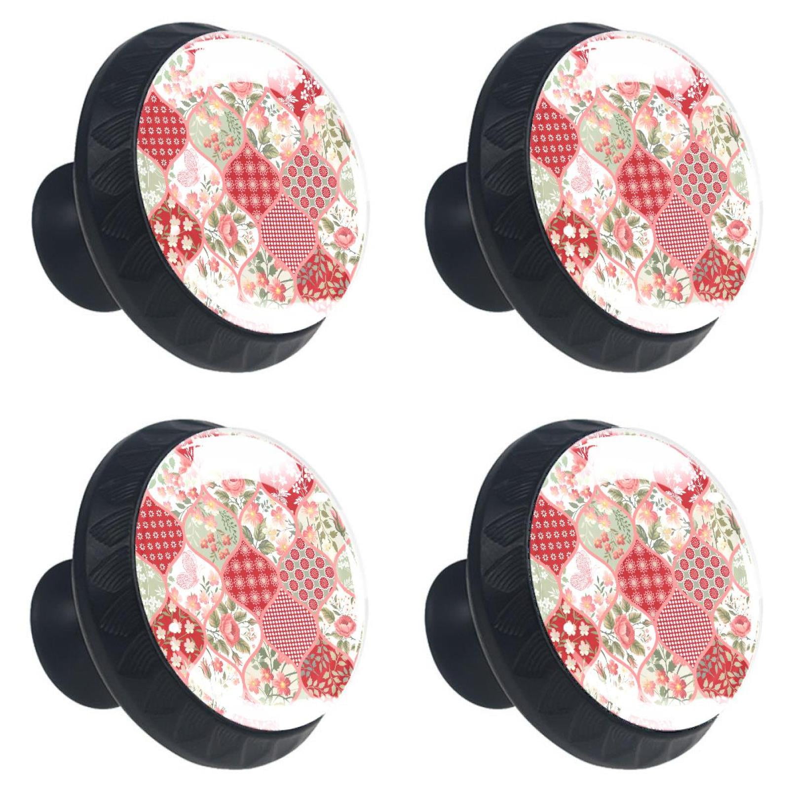 4 Pcs Floral Pattern Knobs for Kitchen Cabinet Cupboard Dresser Bookcase Drawer Pulls Handles ...