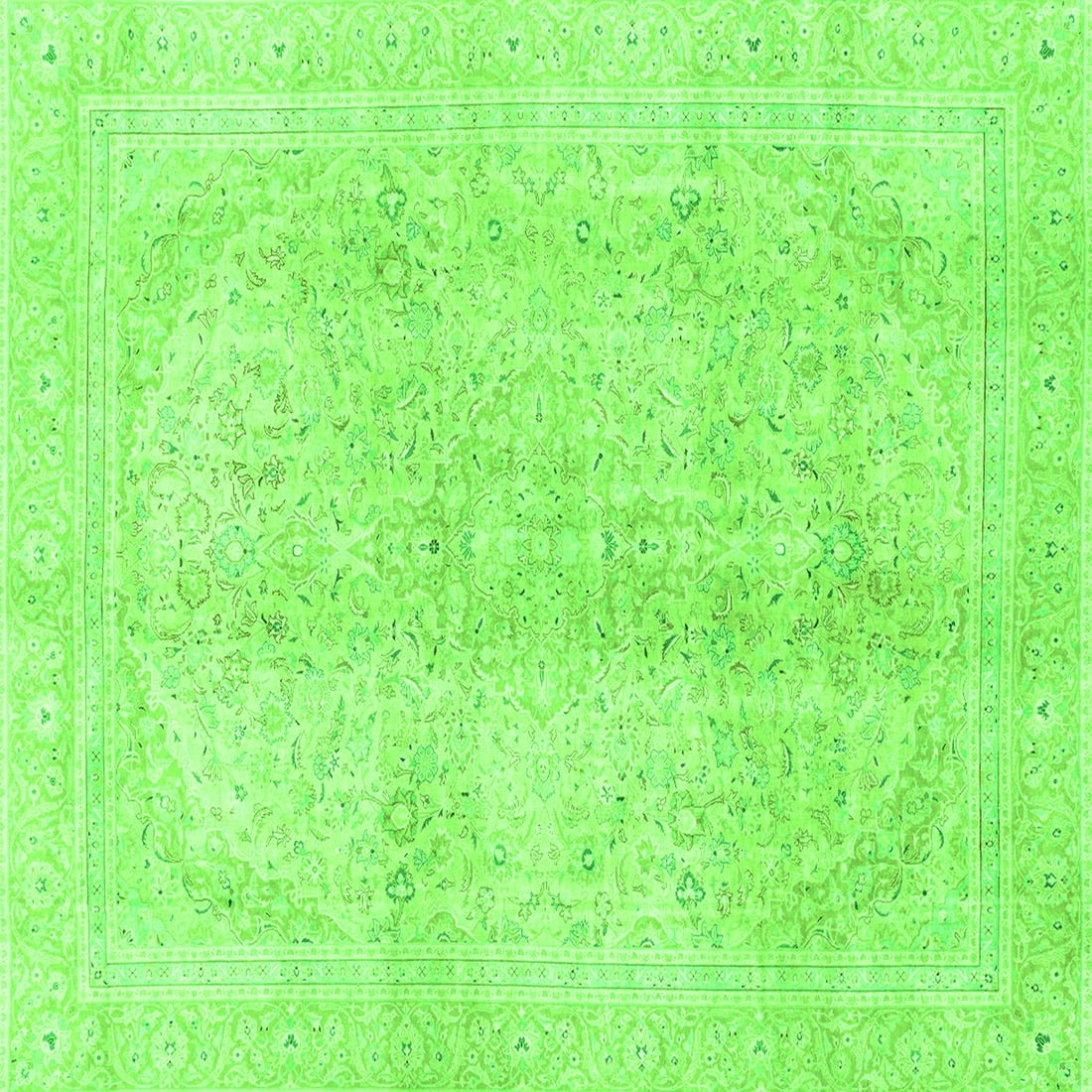 Ahgly Company Indoor Square Abstract Green Modern Area Rugs, 4' Square ...