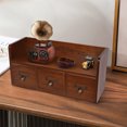 3 Drawers Brown Rectangular Desktop Organizing Cabinet Vintage ...